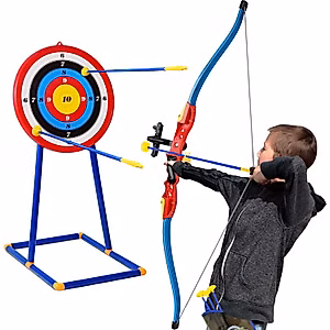 Kiddie Play Bow and Arrow for Kids Toy Archery Set with Target and Quiver Kids Toys Age 5, 6, 7, 8, 9 Years Old Boys and Girls