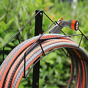 RichYa Garden Hose Holder Hose Holder Free Standing Detachable Metal Hose Hanger Heavy Duty Hose Storage Hose Stand for Outside Yard, Black