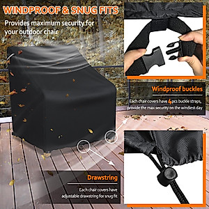 STARTWO Patio Chair Covers Outdoor Furniture Covers Waterproof Fit for 32" Lx 37" W x 36" H, Lounge Deep Seat Cover, Heavy Duty Chair Covers for Lawn Furnitures, Black