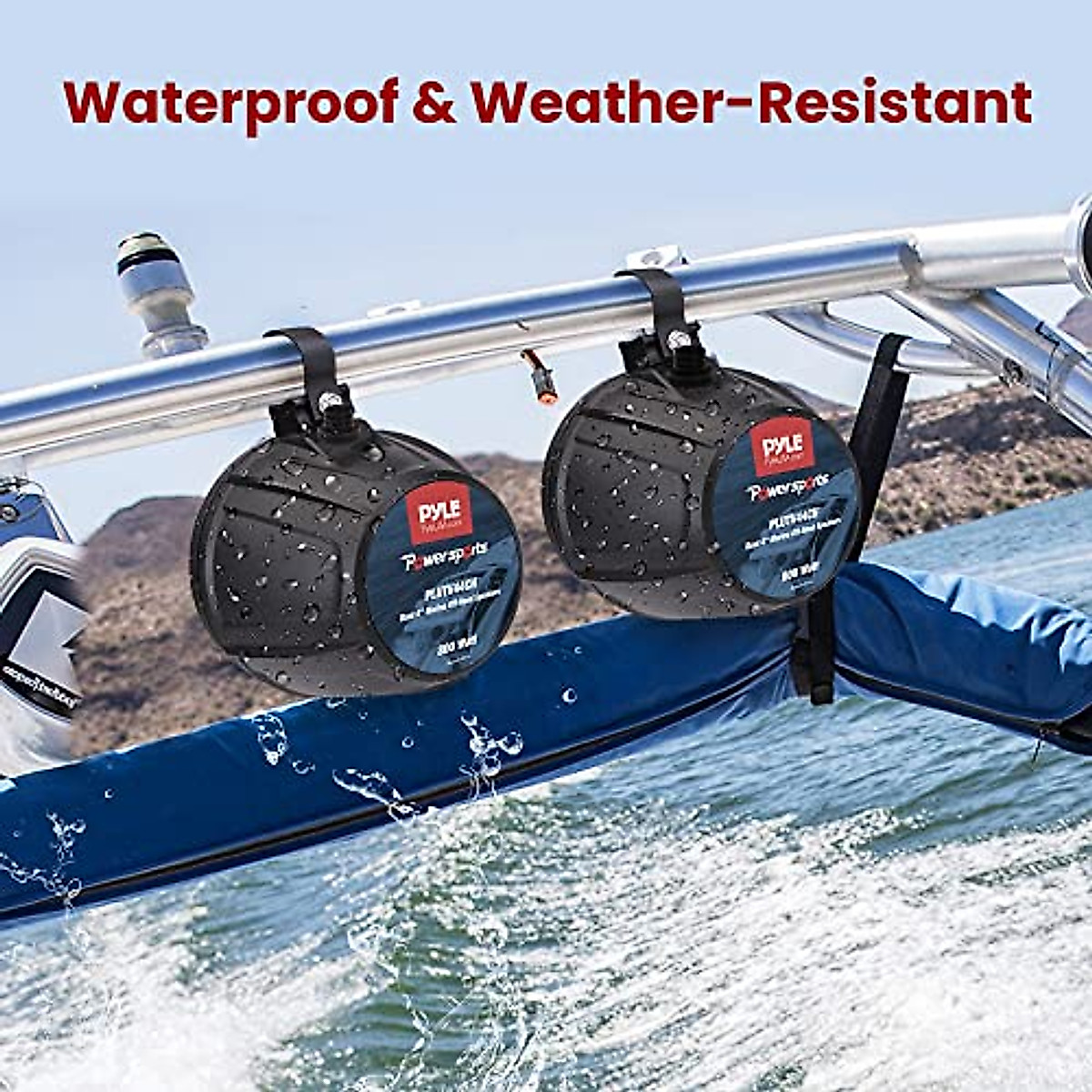 Pyle Waterproof Off-Road Speakers with Amplifier - 4-Inch Marine Grade Speakers for Outdoor Audio - 1500W 4-Channel System - ATV, UTV, Quad, Jeep, Boat Compatible