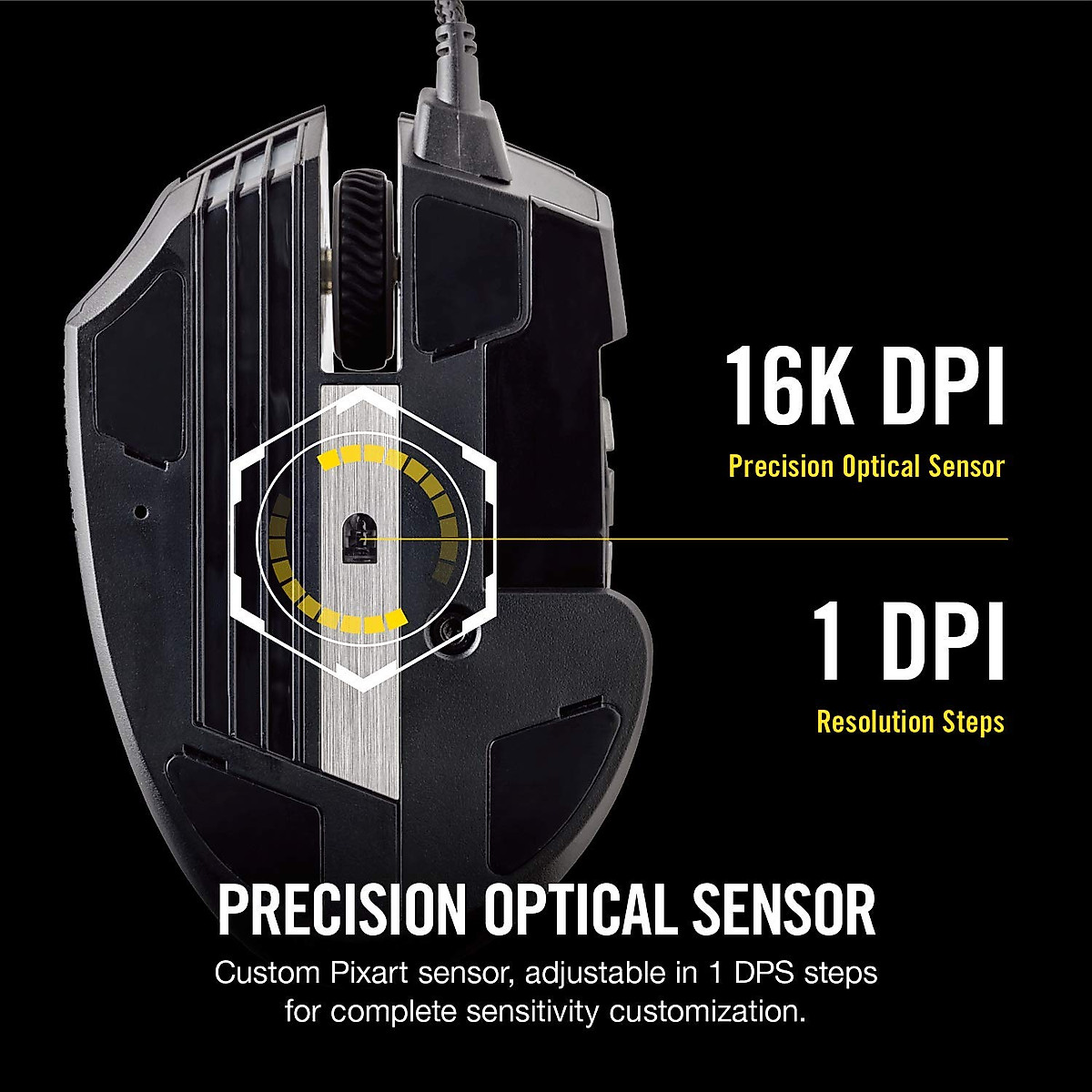 Corsair Scimitar Pro RGB - MMO Gaming Mouse - 16,000 DPI Optical Sensor - 12 Programmable Side Buttons - Black (Renewed)