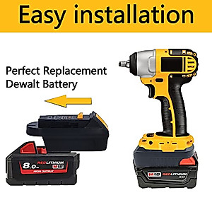 Echoyee for Milwaukee to Dewalt Battery Adapter, for Milwaukee M18 18v Lithium Battery Convert to Dewalt 18v-20v Lithium Batteries, Converter MIL18DL Use with Dewalt 18v-20v Cordless Power Tools