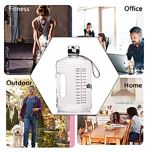 SLUXKE 1 Gallon Water Bottle Portable Water Jug Fitness Sports Daily Water Bottle with Motivational Time Marker,Leak-Proof, Wide Mouth, BPA Free Water Bottles for Sports Gym Fitness Work