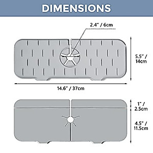 Phoenix Gemini Kitchen Sink Drip Catcher - Silicone Faucet Mat - Kitchen Sink Protectors - Kitchen Sink Splash Guard - (DCGrey)