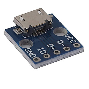 Micro USB Interface Base, Micro USB to DIP Female pin 2.54mm Power Transmission Interface breadboard 5V Power Module Development Board for DIY USB Power breadboard (Pack of 15)