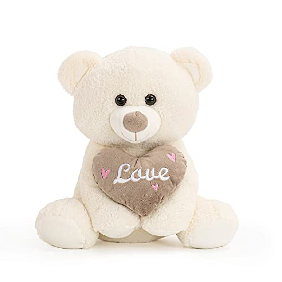 MODIFYI Plush Toys, Gift Toy, Huggable Bear Stuffed Animal Toy, Hugging A Heart-Shaped Toy, Soft and Lovely Plush Puppy, Washable, Suitable for Newborns, Toddlers, Kids, Multi, Beige, 9"