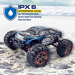 HScopter RC Cars, 4WD Hobby Grade Off Road Remote Control Car 30+MPH Waterproof Monster Truck 1:10 All Terrain Electric Toy Vehicle Gift for Kid Adult