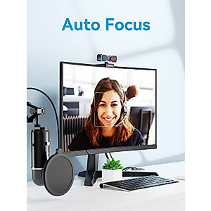 SOOMFON Gaming Webcam, 1080P 60FPS USB Streaming Web Camera with Adjustable Light, AutoFocus, Privacy Cover, Dual Noise-Cancelling Mics for Live Streaming, Video Conferencing, Teaching and More