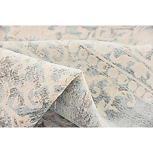 Unique Loom Traditional Classic Intricate Design with Distressed Vintage Detail, Area Rug, 10 ft x 13 ft, Light Blue/Ivory