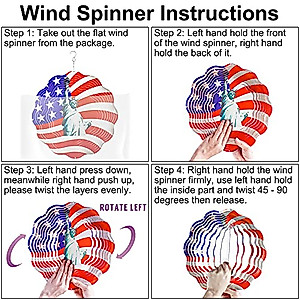 Metal Wind Spinners Outdoor Large,USA Statue of Liberty Craft Spinner Hanging Decor,12in Yard Ornaments 3D Kinetic Spinner,Patriotic American Flag Wind Spinner Gift,Wind Catchers & Spinners Garden Art