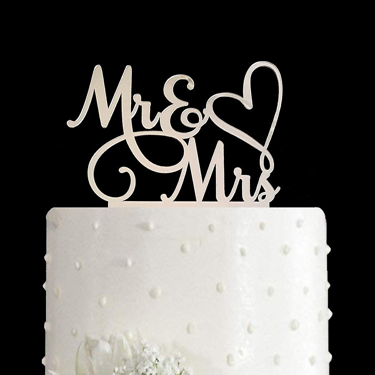 AMINJIE Mr and Mrs Cake Topper, Bride and Groom Sign Wedding/Engagement Cake Toppers Decoration, Mirror Silvery Acrylic
