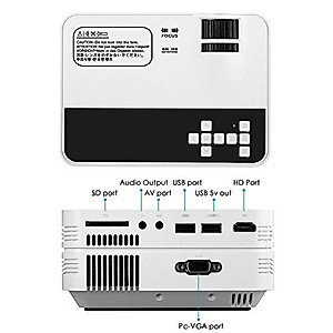 Mini Portable LED Projector,6500L Brightness Full HD Video Projector 1920 x 1080,LCD LED Home Theater Projector Compatible with SD USB AV HDMI VGA,can Project to Ceiling