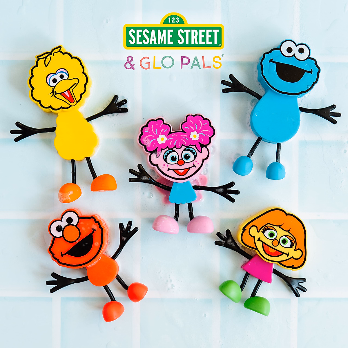 Glo Pals x Sesame Street Water-Activated Light-Up Cubes for Sensory Play (Elmo - Red)