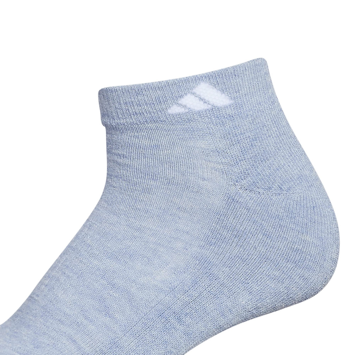 adidas Women's Athletic Cushioned Cut Socks (6-Pair) Low Profile Arch Compression for a Secure Fit, Heather Grey/Washed Denim Blue Heather/White, Medium