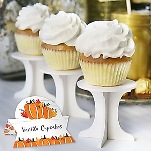 Big Dot of Happiness Fall Pumpkin - Halloween or Thanksgiving Party Tent Buffet Card - Table Setting Name Place Cards - Set of 24