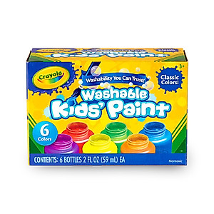 Crayola Washable Kids Paint Set (12ct), Classic and Glitter Paint for Kids, Arts & Crafts Supplies, Toddler Painting Kit, 3+ [Amazon Exclusive]