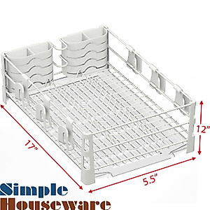 Simple Houseware Dish Rack with Drainers, Mug Holder and Utensil Holder, White