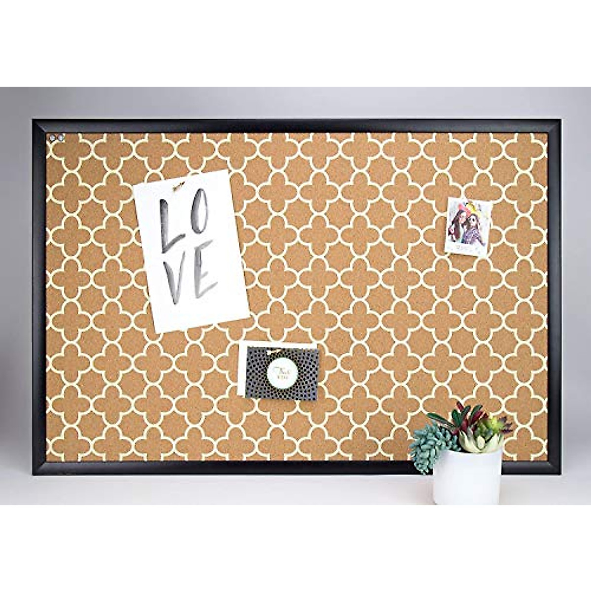 U Brands Cork Bulletin Board, 35 X 23 Inches, Black Wood Frame, Fashion Design Print