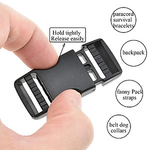 SGH Pro Quick Side Release Buckles 0.75' Wide Dual Adjustable Clips Snaps No Sewing Heavy Duty Plastic 7 Pack Replacement for Nylon Strap Webbing Survival Paracord Backpack Fanny Pack Waist Strap