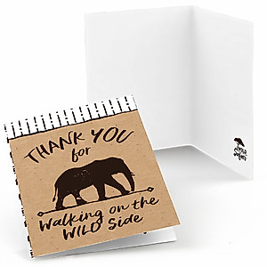 Big Dot of Happiness Wild Safari - African Jungle Adventure Birthday Party or Baby Shower Thank You Cards (8 count)