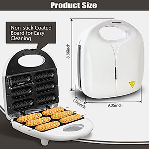 Corn Dog Waffle Maker Small, Hot Dog Waffle Machine with Non-stick Coating Plate, Waffle Dog Maker Toaster Make 6 Corn Dogs, Corn Dog Waffle Machine Make Corn Dog in Minutes, White