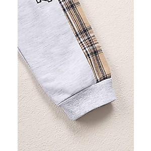 Yoxindax Toddler Baby Boy Clothes Outfits Plaid Bear Long Sleeve Hoodie Sweatshirt Patchwork Pants Spring Clothes for Boys(2-3t)