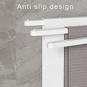 Qinlenyan Rotating Towel Stand Tiered Storage Holder Wall-Mounted Rack with 3 Poles 180 Degree Rotation Bathroom Bath Ball Kitchen Dish Rag Utensil Wardrobe White