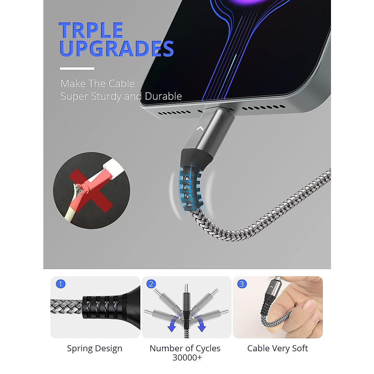 JIUWFOX Micro USB Android Charger Cable [2-Pack 4ft+6ft], Light Up Micro USB Charging Cable for Samsung Galaxy S7 Edge S6 S5 J7 J7V J5 J3, Moto E6 E5 E4, LG K40 K20, Xbox, PS4