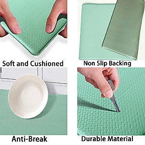 UPHTEH Anti Fatigue Kitchen Mats for Floor 2 Piece Set,17.32 * 28.74 and 17.32 * 46.25,Non Slip Waterproof Kitchen Mats and Rugs Ergonomic Comfort Mat for Kitchen,Home,Office,Sink,Laundry Room (green)
