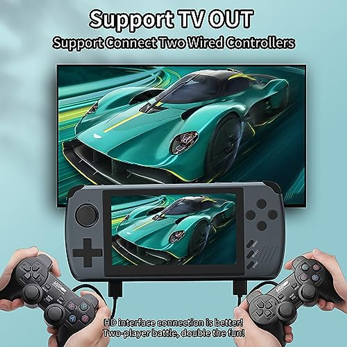 Handheld Game Console 4.5Inch IPS HD Portable Retro Games Consoles with 32G TF Card -3500 Classic Video Games, Multiple Emulators Console Support HD Out/Gamepads, 3000mAh Rechargeable Battery, Black