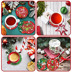 8 Pcs Christmas Diamond Painting Coasters Kit with Holder - Christmas Decoration Candy Diamond Art Coasters for Xmas Gifts, 5D DIY Christmas Cartoon Character Diamond dot Kits Coasters Craft Supplies