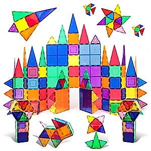 PicassoTiles 100 Piece Set 100pcs Magnet Building Tiles Clear Magnetic 3D Building Blocks Construction Playboards, Creativity Beyond Imagination, Inspirational, Recreational, Educational Conventional