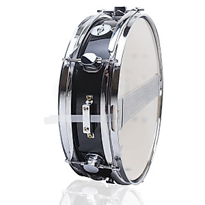 Piccolo Snare Drum 13" x 3.5" by GRIFFIN | 100% Poplar Wood Shell with Black PVC & White Coated Drum Head | Drummers Acoustic Marching Kit Percussion Instrument with Snare Strainer Throw Off Set