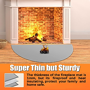 Hearth Rugs for Fireplaces Fire Resistant, 42 x 24 inch Fireproof Fireplace Mat Hearth Rug, Hearth Pads for Wood Stove Fireplace Indoor Outdoor, Protect Floors Carpets from Sparks Embers-Grey, 1mm