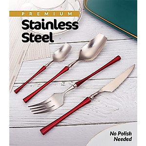 EdensDECOR Silverware Set, 24pcs Modern Flatware, Mirror Polish Stainless Steel Flatware (SILVER, 24)
