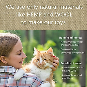 Honest Pet Products Eco Kitty Bird is a Truly Natural and Safe Toy for Your Kitty. Filled with Organic Catnip, Enticing Rattle and Colorful Hemp Twine Tail. Made in The USA and Money Back Guaranteed