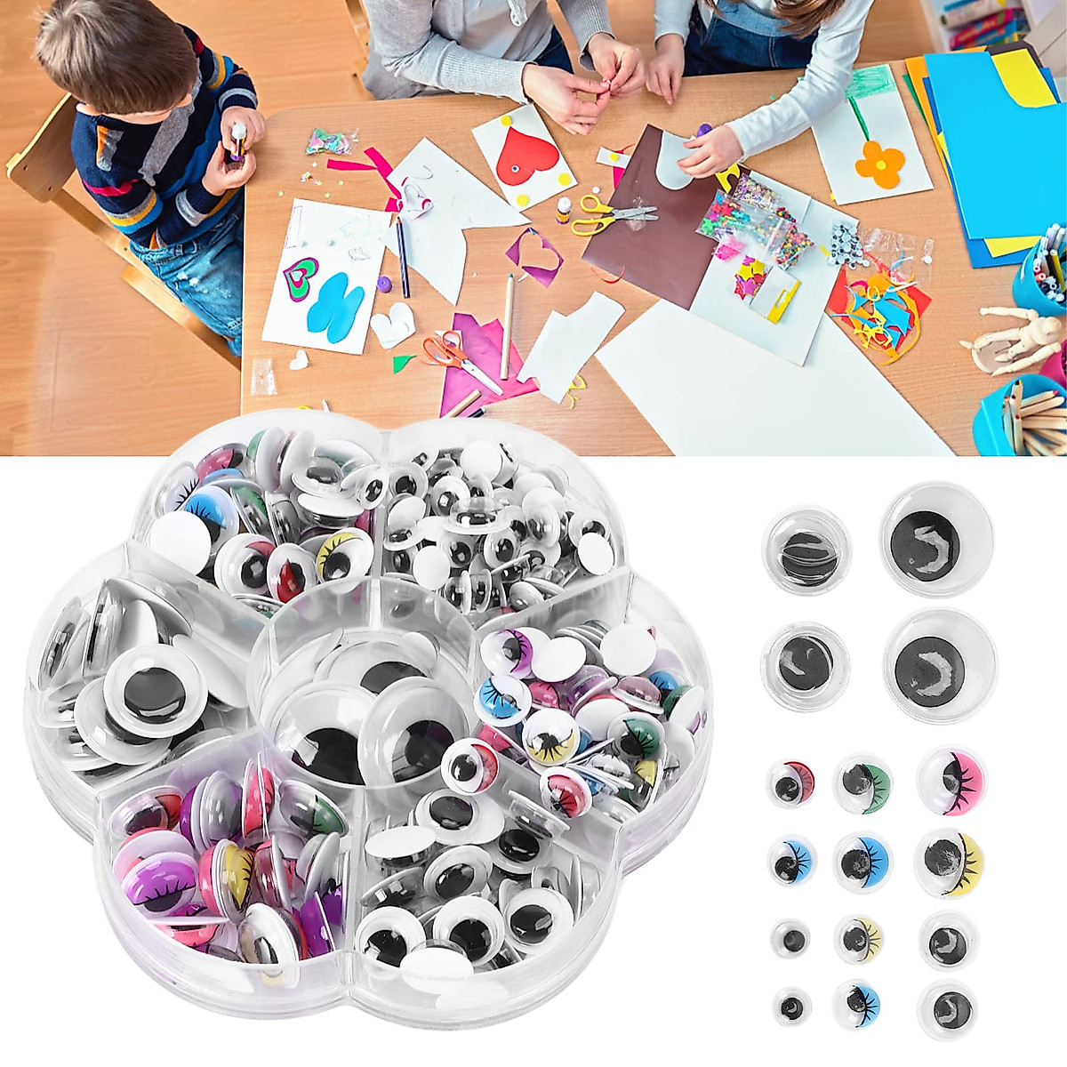 255PCS Wiggle Googly Eyes Self Adhesive Wiggle Eyes Halloween Horror Props for Halloween Accessories