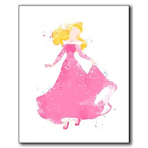 Princess Watercolor Prints - Set of 9 (8 inches x 10 inches) Photos - Rapunzel Ariel Aurora Elsa Anna Jasmine Cinderella Snow White Belle