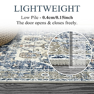 Lahome Boho Door Mat Indoor Entrance, 2x3 Rugs for Entryway Washable Non Slip Small Rugs for Bedroom Throw Thin Kitchen Rugs Bathroom Mats, Blue Medallion Print Doormat Carpet for Office Entrance