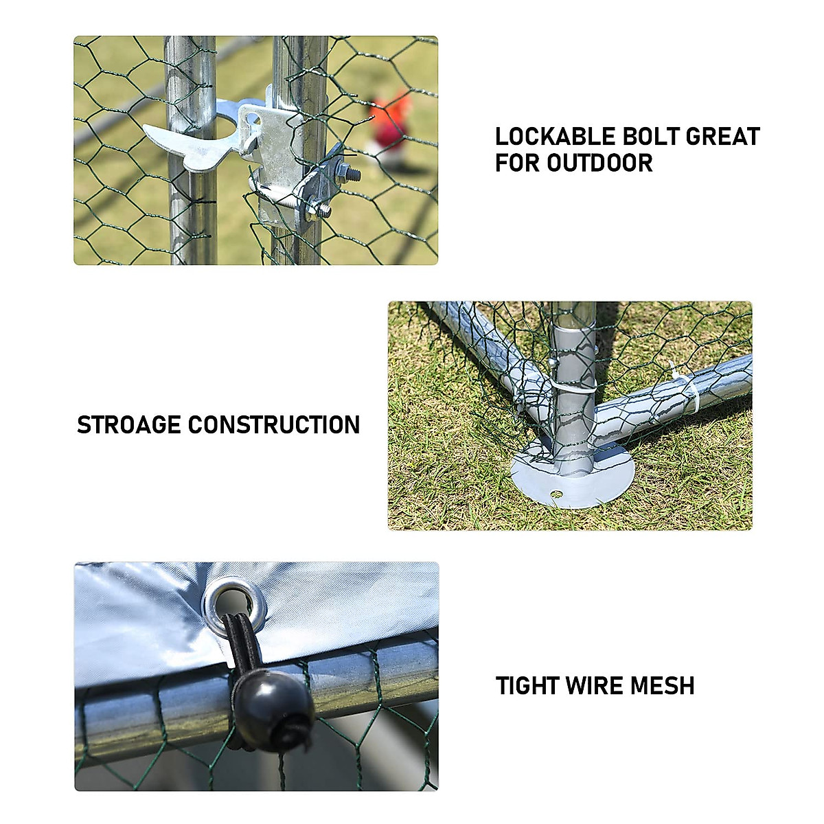 1.26’’ Large Metal Chicken Coop Run Walk in, Chicken Run Pen for Chickens, Outdoor Chicken Runs Coops Dog Kennel, Flat Roofed Chicken Runs for Yard with Anti-Ultraviolet Cover (9.2’L x6.2’W x6.4’H)