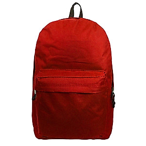 K-Cliffs 18in Classic Backpack Basic Bookbag Simple School Book Bags Vintage Emergency Daypack w/Padded Back & Side Pocket | RED
