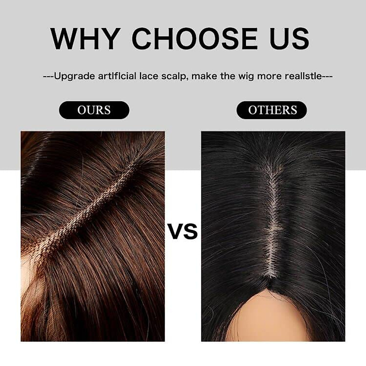 Allbell Honey Brown Long Wavy Wigs for Women 24 Inch Brown Highlights Middle Parting Curly Wig Natural Looking Heat Resistant Synthetic Hair Replacement