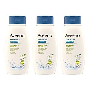 Aveeno Skin Relief Body Wash with Chamomile Scent & Soothing Oat, Gentle Soap-Free Body Cleanser for Dry, Itchy & Sensitive Skin, Dye-Free & Allergy-Tested, 18 fl. oz (Pack of 3)