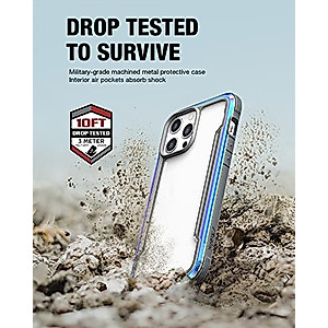 RAPTIC Shield for iPhone 13 Pro Max Case, Shockproof Protective Clear Case, Military 10ft Drop Tested, Durable Aluminum Frame, Anti-Yellowing Technology Case for iPhone 13 Pro Max, Iridescent