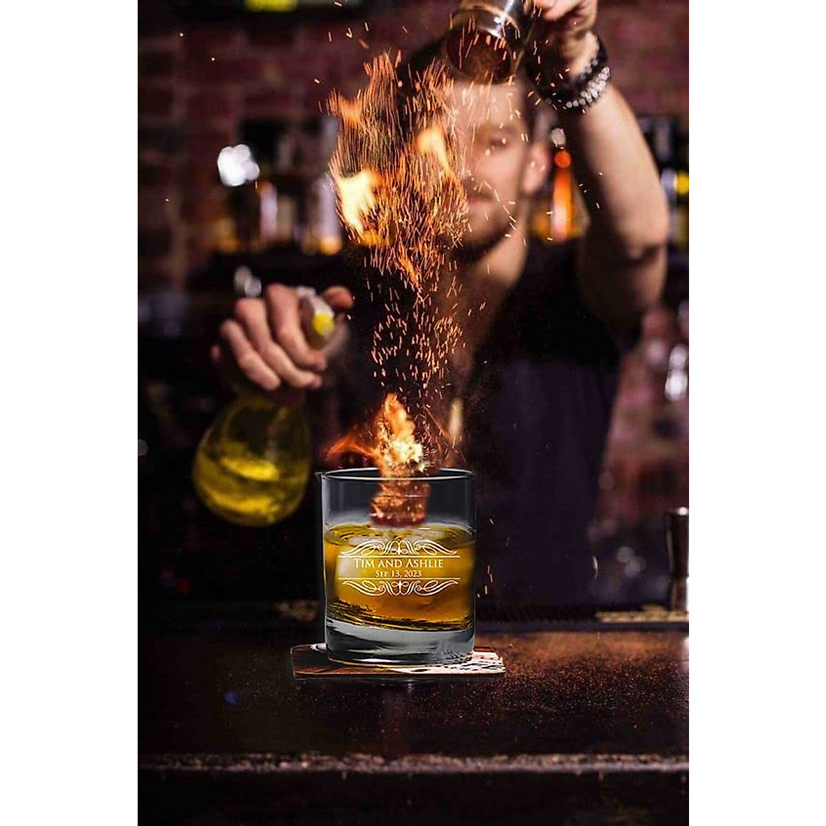 Etched Scotch Glass,Personalized Rocks Glass, Custom Whiskey Glass, Engraved Bourbon Glass, His and her name engraved scotch Glasses, Customized Snifter Glass