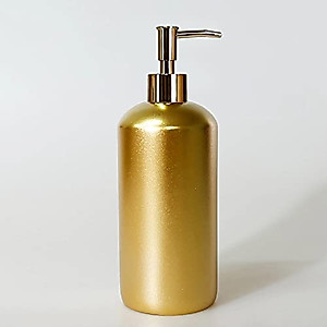 Victoria Elit Bathroom Set 6 Pieces in Gold Color / Dustbin, Toilet Brush, Towel Holder, Soap Dispenser, Toothbrush Holder and Soap Tray / Resin Metarial