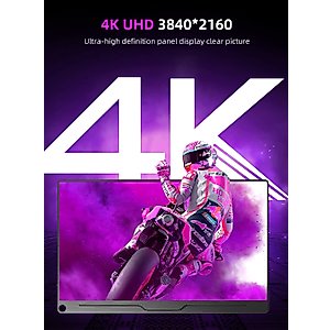 UPERFECT Truely 4K Computer Monitor, 15.6" UHD FreeSync 100% AdobeRGB 450 Nits Brightness HDR IPS Speaker Eye Care Game Display 2 Type-C Full HDMI for Laptop Phone, VESA & Smart Case