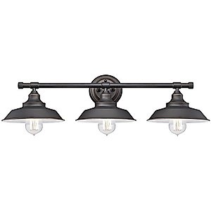 Westinghouse Lighting 6343400 Iron Hill Three-Light Indoor Wall Fixture, Finish with Highlights and Metal Shades, 3, Oil Rubbed Bronze/White