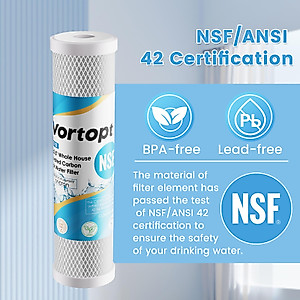 Vortopt 1 Micron 2.5" x 10" Whole House CTO Carbon Sediment Water Filter System - Replacement Cartridge for Any Standard RO Unit - Compatible with Dupont WFPFC8002, WFPFC9001, FXWTC, SCWH-5, 2 Pack