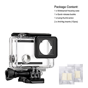 YALLSAME Waterproof Case for GoPro Hero 4 3 3+, 131ft Underwater Protective Housing Accessories Ideal for Scuba Diving, Snorkeling, Surfing, Dive Housing Case for GoPro 3 Plus 3 4 Black/Silver